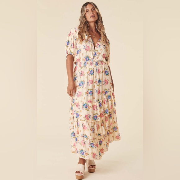Spell | Dresses | Spell Nwt Large Solstice Ruffle Floral Cream Maxi ...